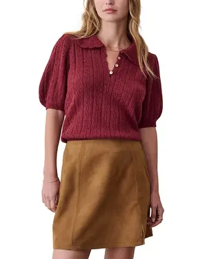 Marine Layer Sophie Collared Sweater - Cabernet