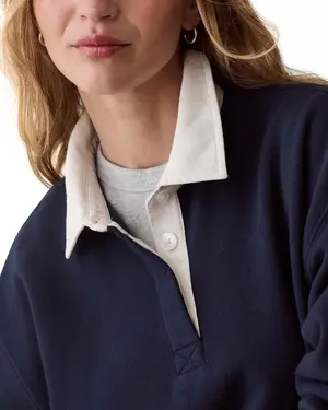 Marine Layer Cloud 9 Cotton Blend Fleece Polo Sweatshirt