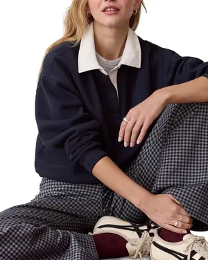 Marine Layer Cloud 9 Cotton Blend Fleece Polo Sweatshirt