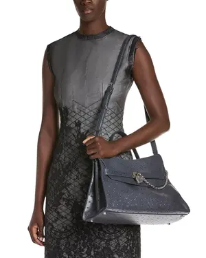 Alexander McQueen Ostrich Embossed Leather Shoulder Bag