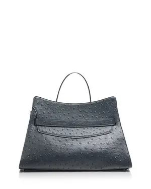 Alexander McQueen Ostrich Embossed Leather Shoulder Bag