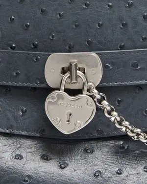 Alexander McQueen Ostrich Embossed Leather Shoulder Bag