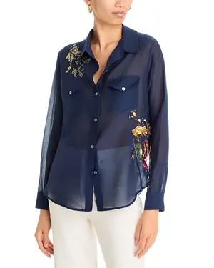 Johnny Was Westward Cotton & Silk Button Up Shirt