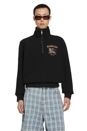 Burberry Knight Check Half-zip Sweatshirt - Black