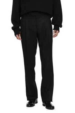 SALON C LUNDMAN Double Pleat Flannel Trousers - Black