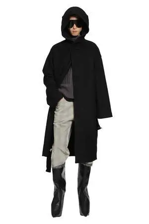 Rick Owens Tower Tower Coat In Melton - Black