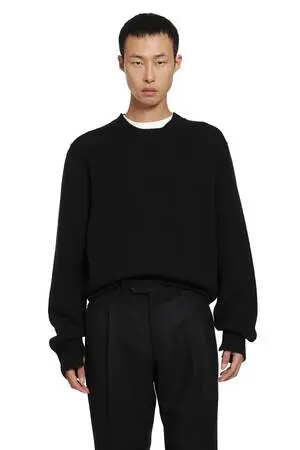 SALON C LUNDMAN Wool-cashmere Chunky Crewneck Sweater - Black