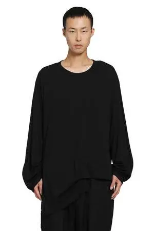 Yohji Yamamoto Asymmetric Hem Long Sleeve Tee - Black