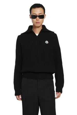 Moncler Logo Rib Turtleneck Sweater - Black