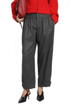 Chloé Wool Flannel Trousers With Button Tab Cuffs