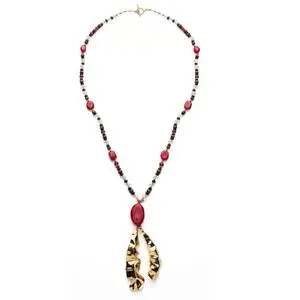 JAREDJAMIN Solange Gemstone & Hand-formed Gold Pendant Necklace - Red