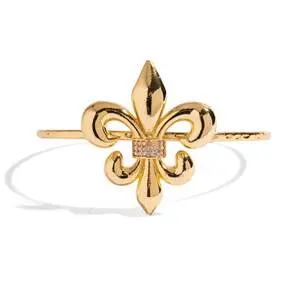EBRU JEWELRY Royal Fleur De Lis Crystal Cuff Bracelet - Gold