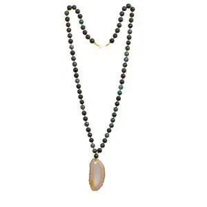 AMONTA Grey / Silver Earthlight Agate, Moss Agate And Lava Necklace