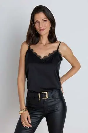 THE NOLI SHOP Galia Silk Lace Cami - Black