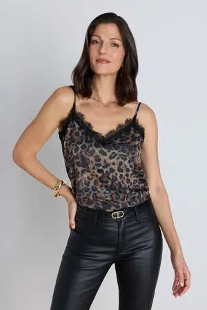 THE NOLI SHOP Galia Silk Lace Cami - Leopard
