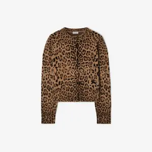 Burberry Jacquard Wool Cashmere Cardigan - Leopard