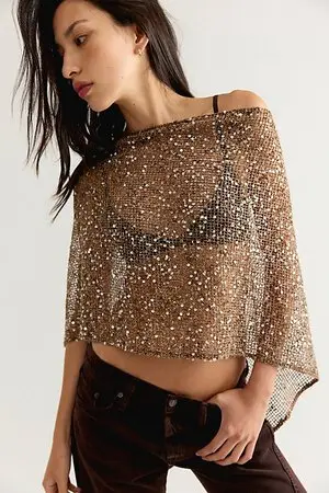 Free People Maggie Sequin Poncho