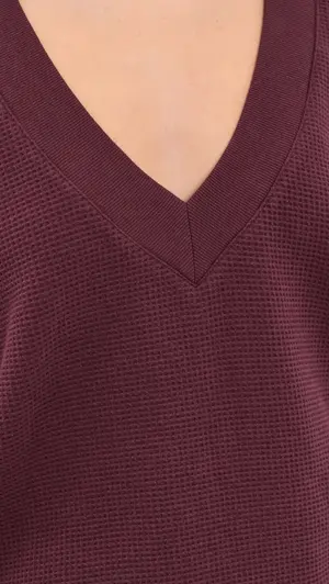 NEGATIVE Waffle Knit Deep V Pullover