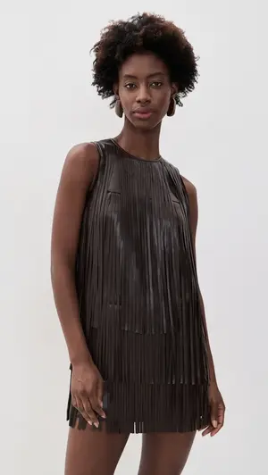 SIMONMILLER Sina Vegan Leather Fringe Dress