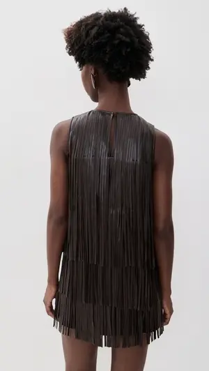 SIMONMILLER Sina Vegan Leather Fringe Dress