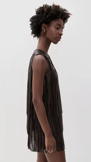 SIMONMILLER Sina Vegan Leather Fringe Dress