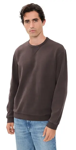 Marine Layer Relaxed Cloud 9 Fleece Crew Neck Sweatshirt - Coffee