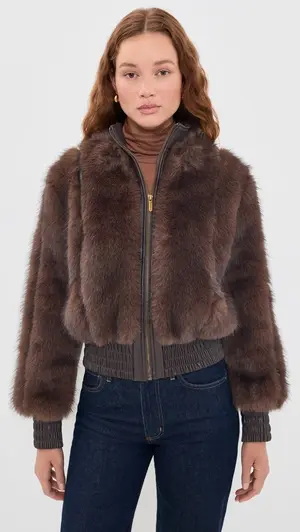 Zimmermann Valiant Faux Fur Bomber Jacket