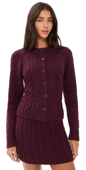 Guest In Residence Cable Sculpted Cardigan - Fig