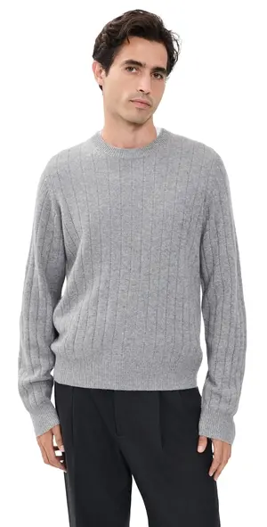 Guest In Residence Rib Allday Cashmere Crew Sweater - Heather Grey