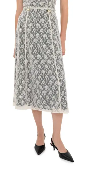 TANNER FLETCHER Wilma Lace Layer Midi Skirt - Ivory/black