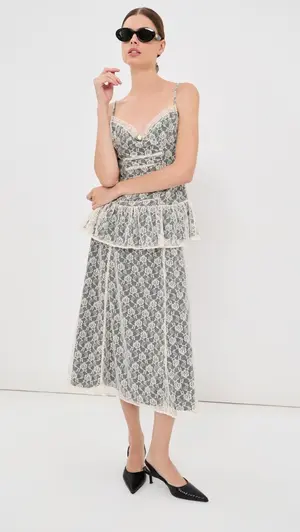 TANNER FLETCHER Wilma Lace Layer Midi Skirt