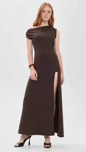Susana Monaco Shoulder Gathered Slit Front Dress