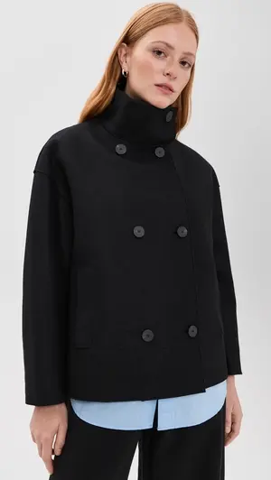 Harris Wharf London Oversized Pressed Wool Funnel Jacket