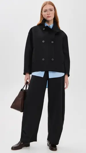 Harris Wharf London Oversized Pressed Wool Funnel Jacket