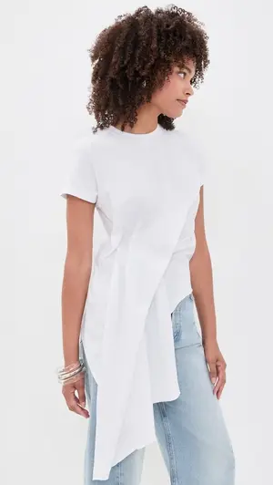 MARQUES' ALMEIDA Draped Cap Sleeve T-shirt