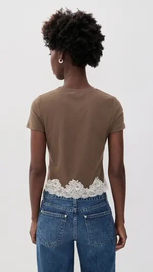 BAILEY ROSE Lace Trim Tee
