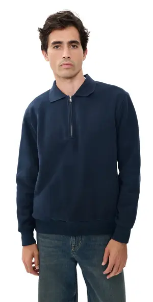 RHYTHM Pacific Vintage Fleece Quarter Zip - Blue