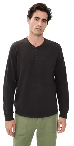 Marine Layer Luxe 250 Henley Tee - Java