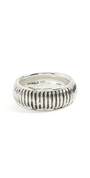 Shinola Coin Edge Band 10mm - Sterling Silver