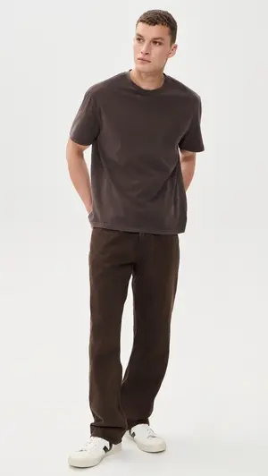 Marine Layer Relaxed Cloud 9 Sueded Jersey Tee - Coffee