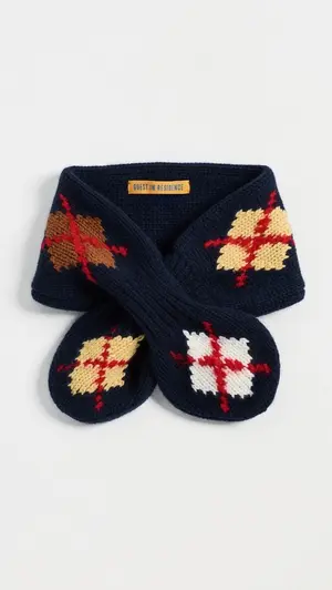 Guest In Residence Argyle Bowtie Scarf - Midnight Combo