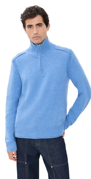Guest In Residence Half Zip Cashmere Turtleneck Sweater