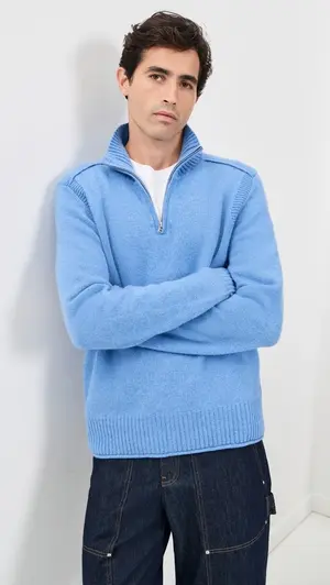 Guest In Residence Half Zip Cashmere Turtleneck Sweater