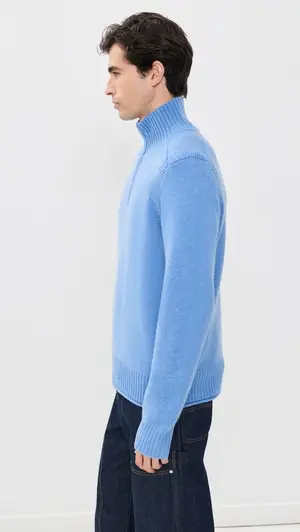 Guest In Residence Half Zip Cashmere Turtleneck Sweater
