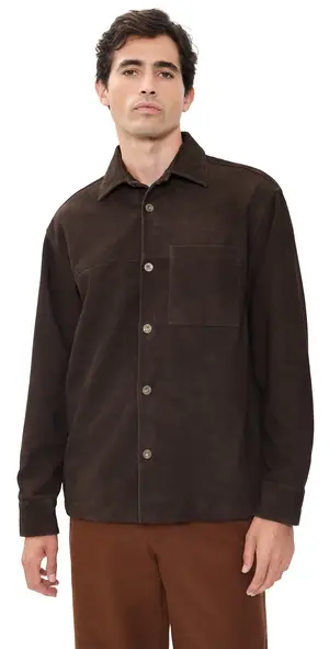 Nn07 Freddy Suede Overshirt - Deep Truffle
