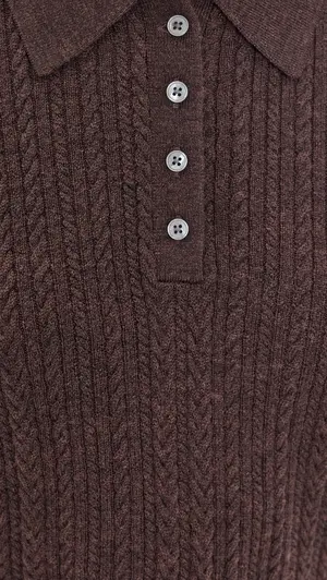 Good American The Micro Cable Polo Pullover