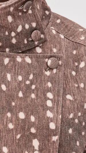 BAILEY ROSE Cow Print Cotton Funnel Neck Jacket