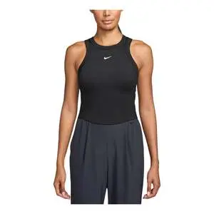 Nike Fitted Dri-fit Cropped Tank Top 'black White - Black/white
