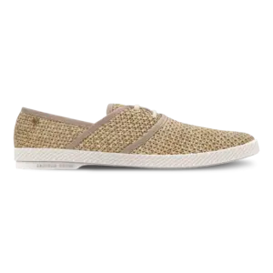 Rivieras Neutrals Raffia Slip-on Loafer With Laces - Beige/black/yellow