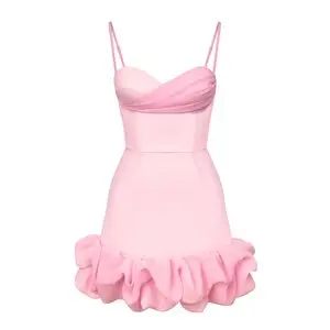 POST MERIDIEM Draped Ruffle Mini Bustier Dress